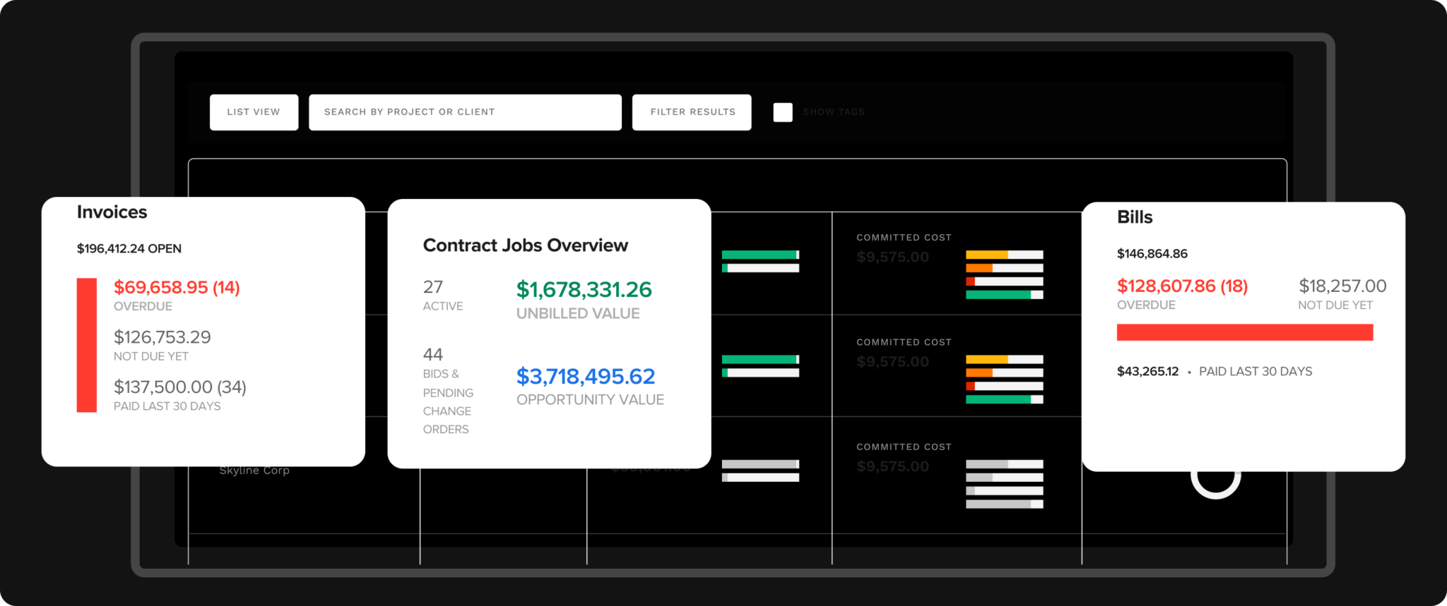 Financial management software for trade contractors