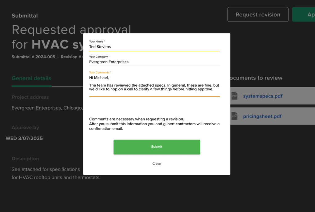 RFI and submittal management software for trade contractors