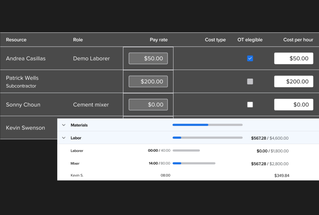 Construction time tracking software for trade contractors