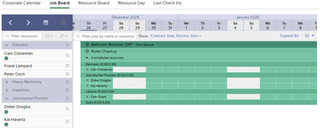 Construction scheduling software for trade contractors