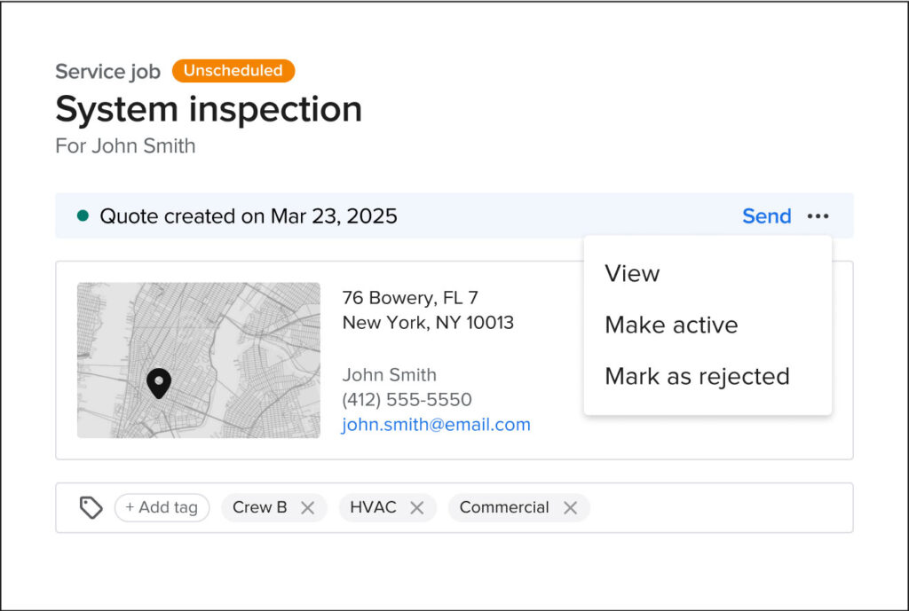 Field service client communication software